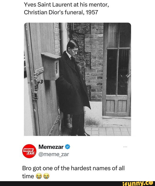 Yves Saint Laurent at his mentor, Christian Dior's funeral, 1957 ...