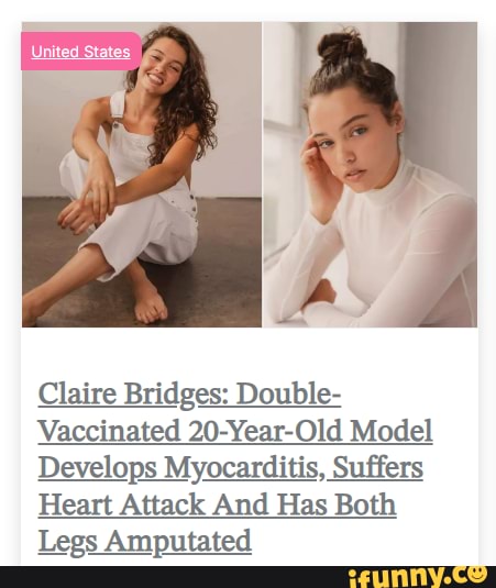 Claire Bridges: Double- Vaccinated 20-Year-Old Model Develops ...