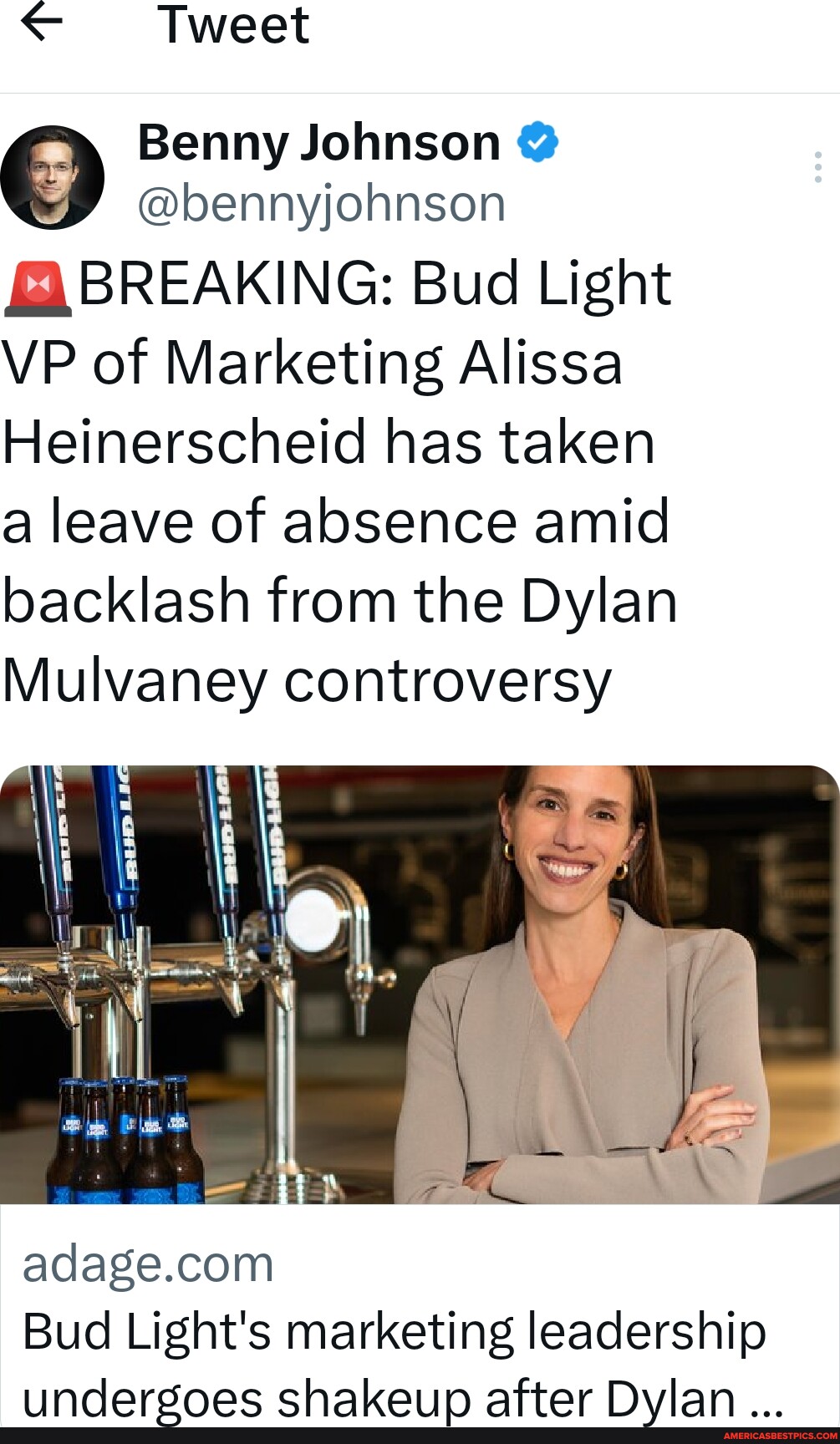 Tweet Benny Bud Light VP of Marketing Alissa Heinerscheid has taken a ...