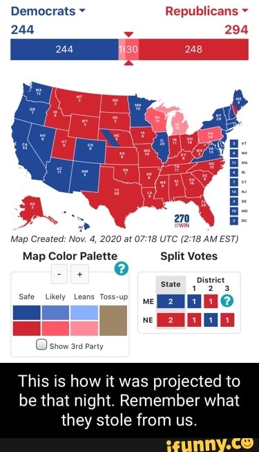 Democrats Republicans 244 294 Map Created: Nov. 4, 2020 at UTC AM EST ...