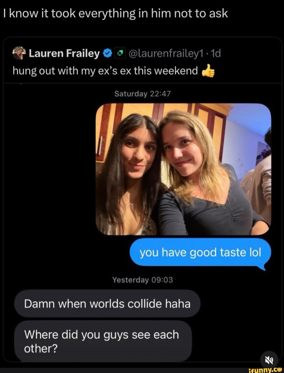 I know it took everything in him not to ask Lauren Frailey ...