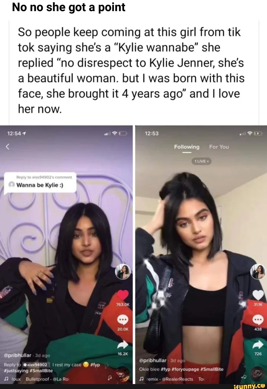No no she got a point So people keep coming at this girl from tik tok ...