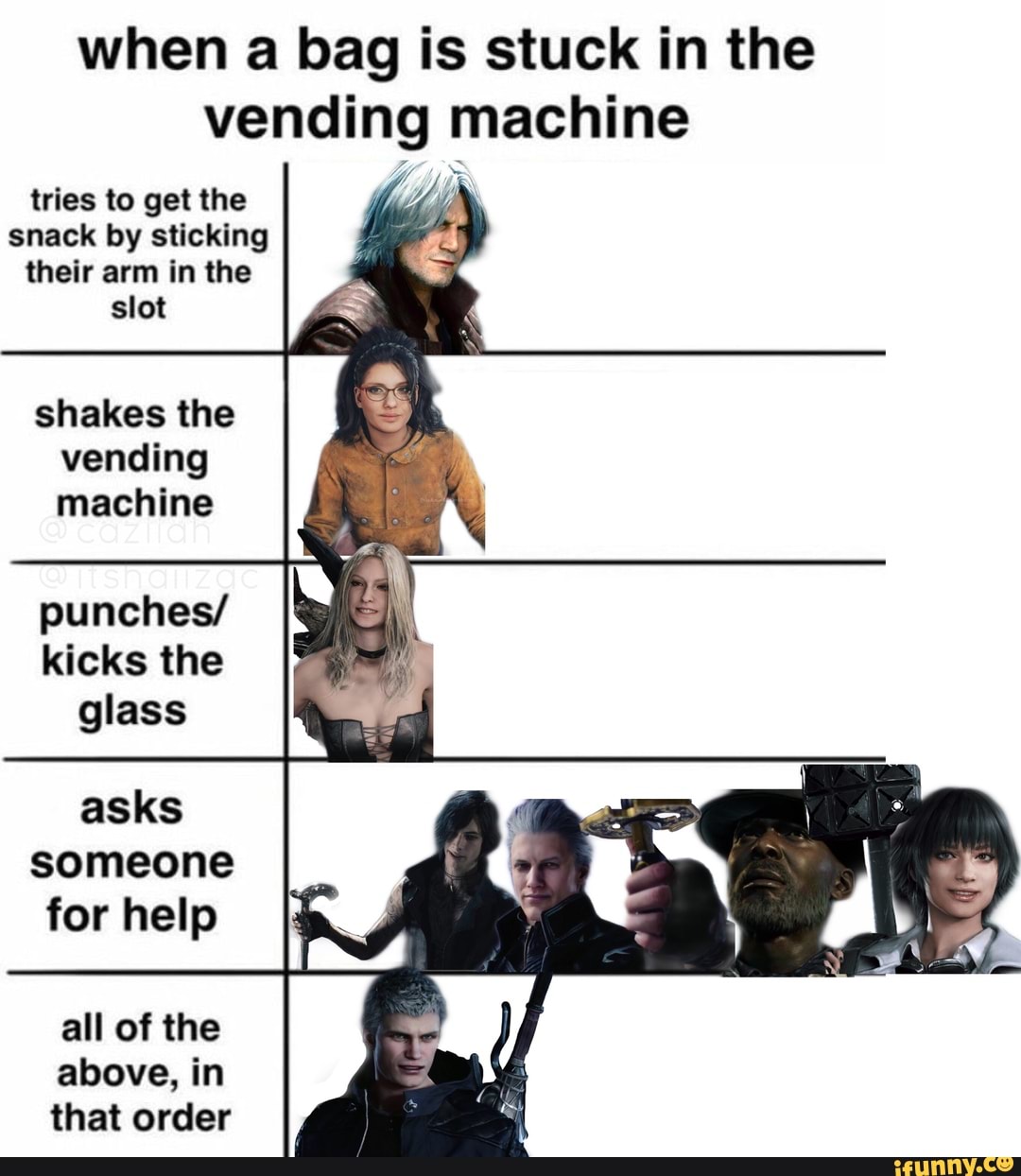 When a bag is stuck in the vending machine tries to get the , f ...