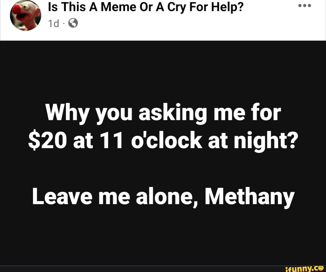 Is This A Meme Or A Cry For Help? id Why you asking me for $20 at 11 o ...