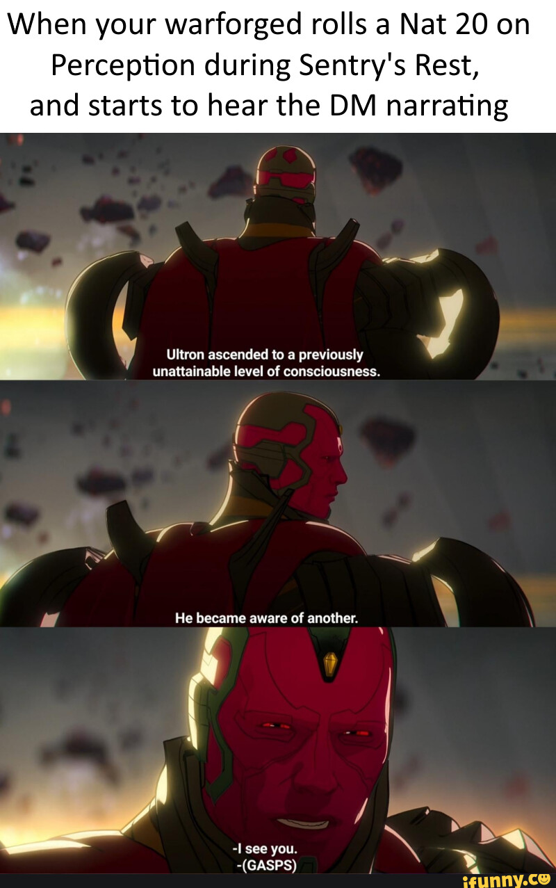 When your warforged rolls a nat 20 on perception during Sentry's rest ...