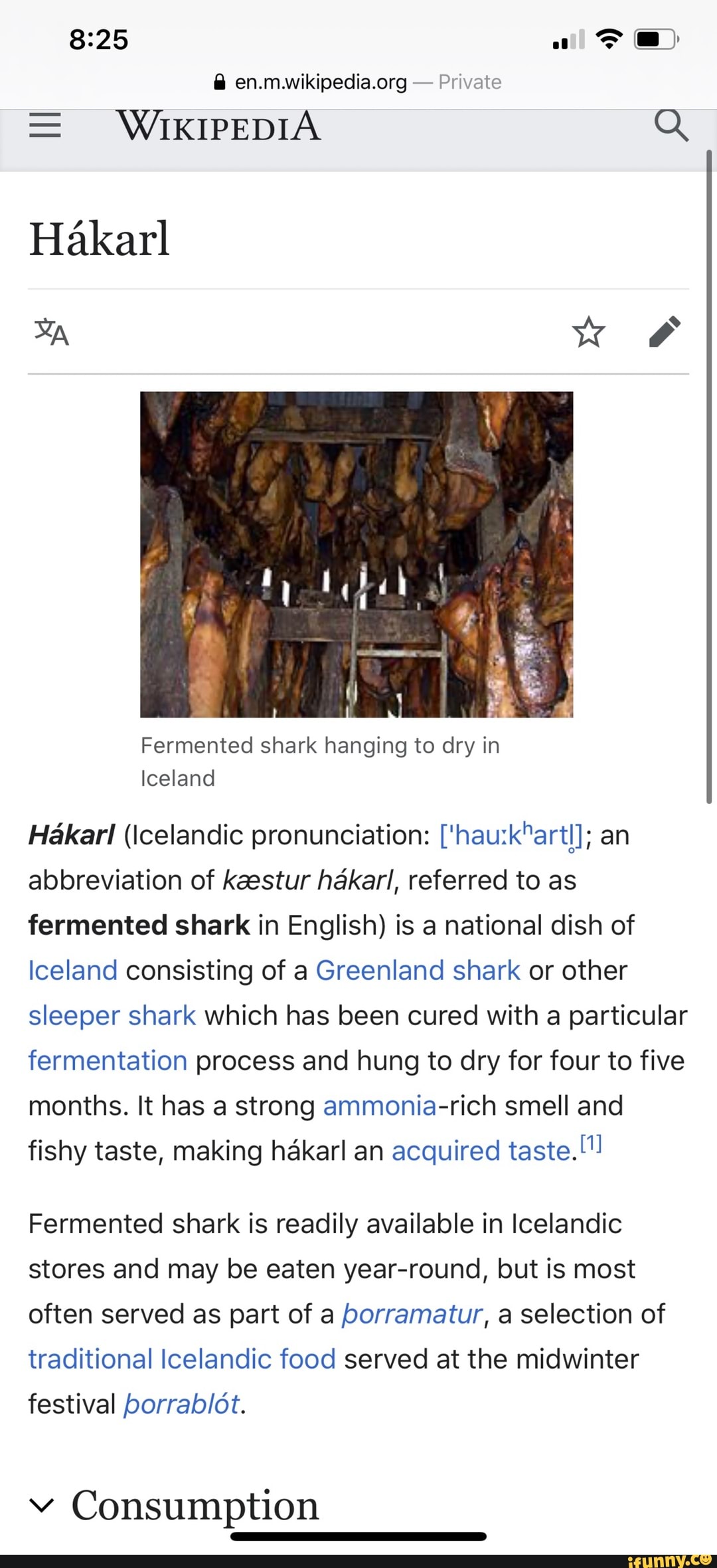 En.m.wikipedia.org Private Hakarl Fermented shark hanging to dry in ...