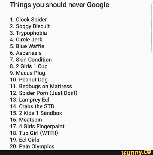 Things you should never Google Clock Spider Soggy Biscuit Trypophobia ...