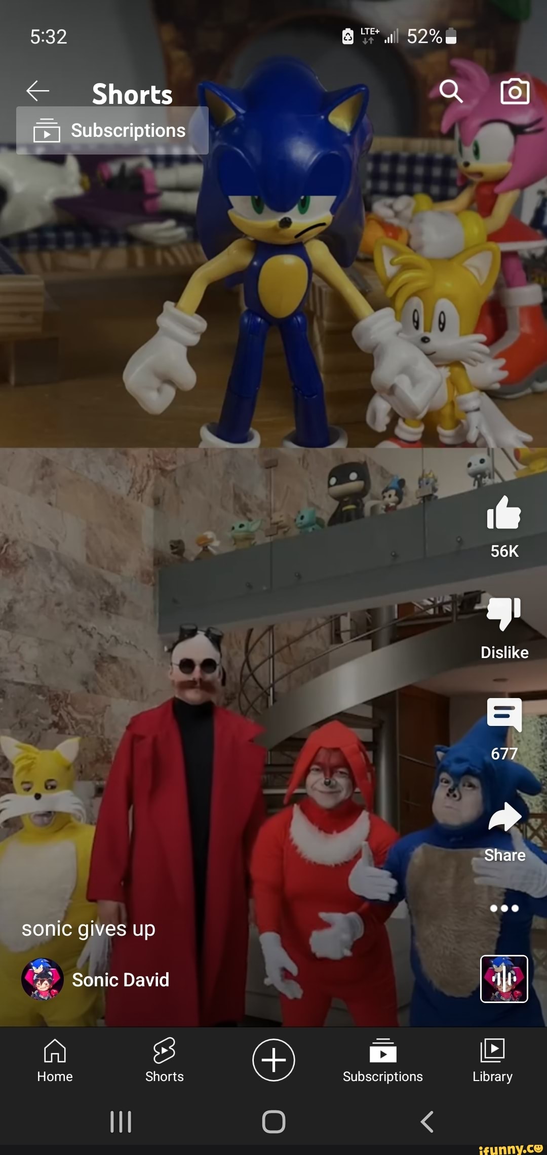 Sonic Home al Shorts Subscriptions sonic gives up Sonic David Shorts ...