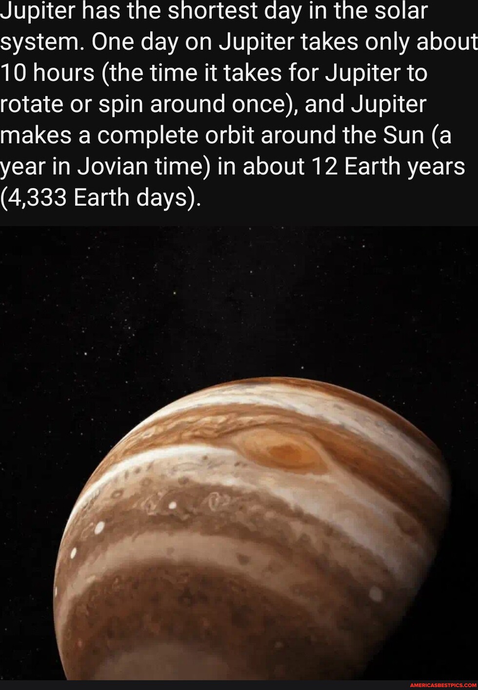 Jupiter has the shortest day in the solar system. One day on Jupiter ...