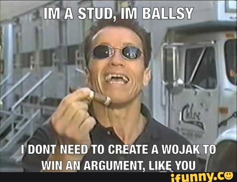 IM A STUD, IM BALLSY I DONT NEED TO CREATE A WOJAK TO WIN AN ARGUMENT ...