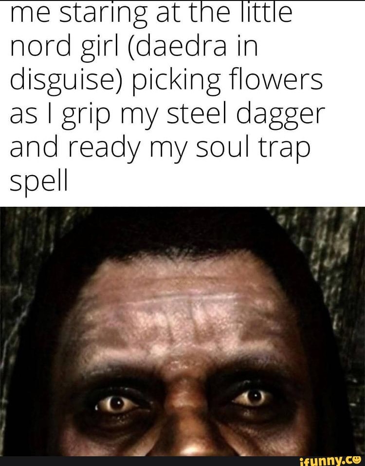 Me staring at the little nord girl (daedra in disguise) picking flowers ...