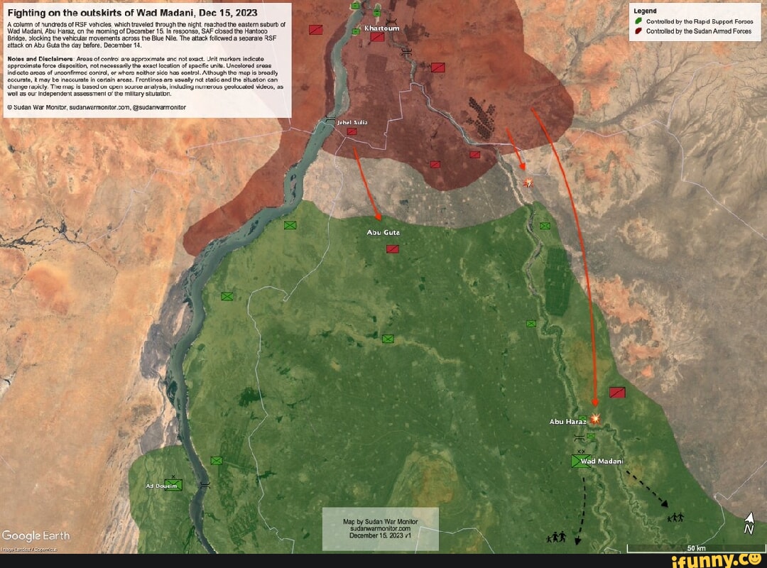 Fighting on the outskirts of Wad Madani, Dec 15, 2023 tho eater sur of ...