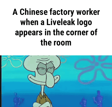 A Chinese factory worker when a Liveleak logo appears in the corner of ...
