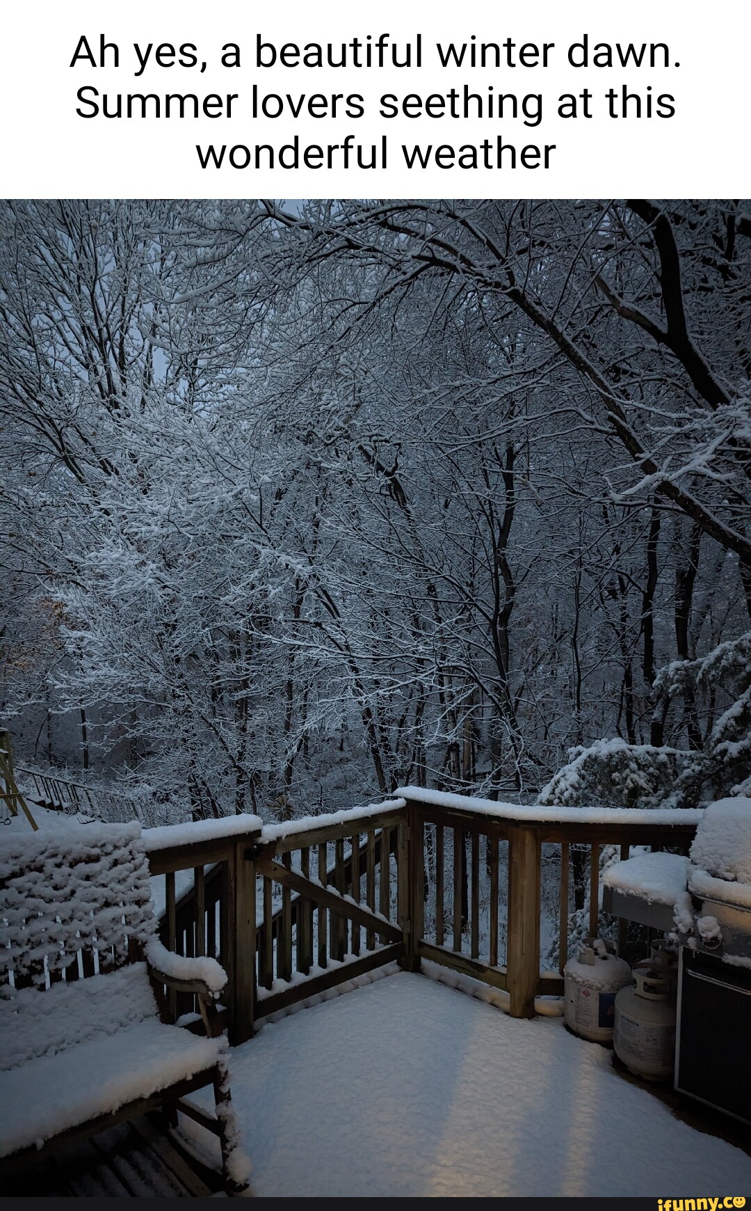 Ah yes, a beautiful winter dawn. Summer lovers seething at this ...