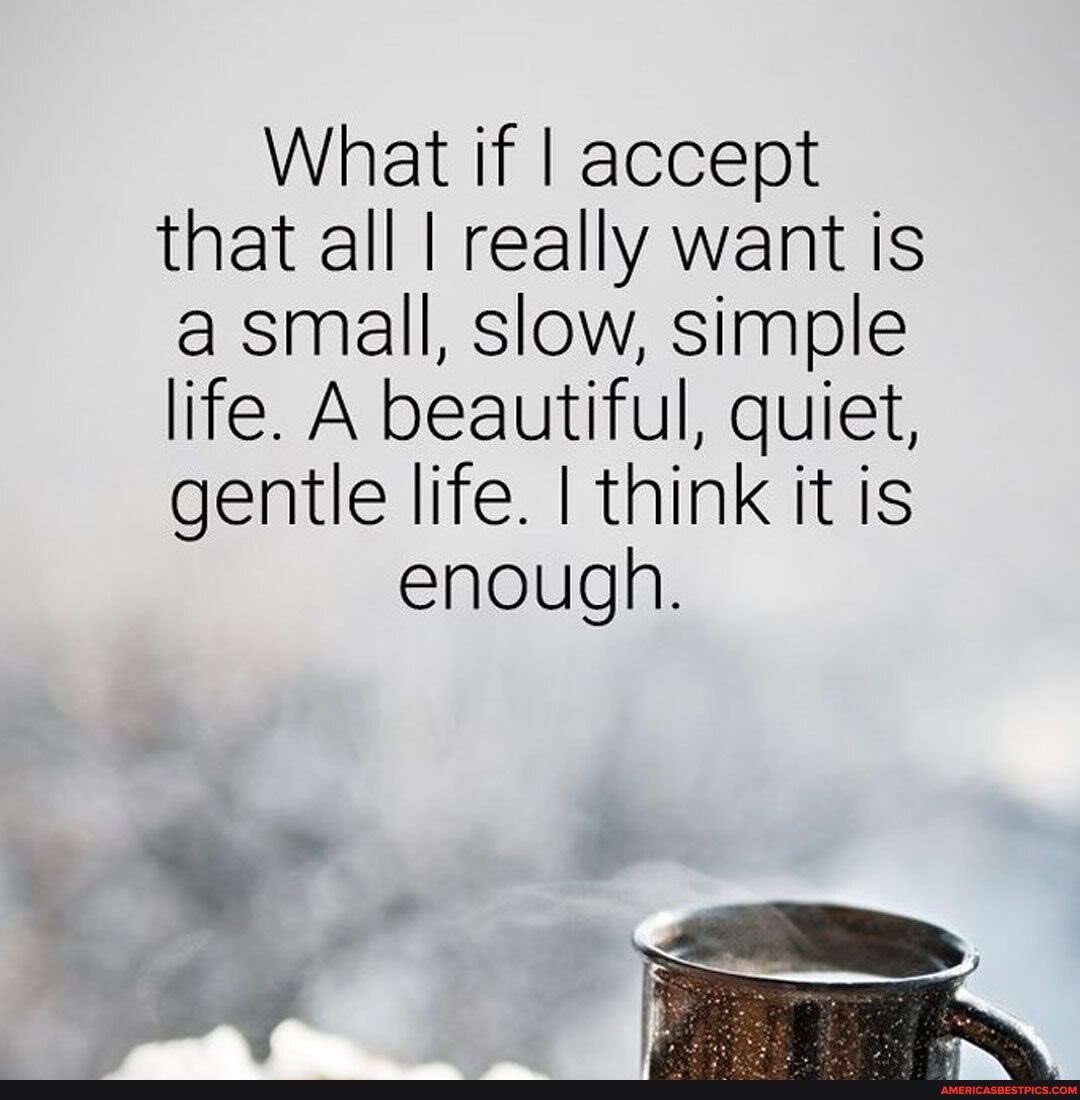 What if I accept that all really want is a small, slow, simple life. A ...