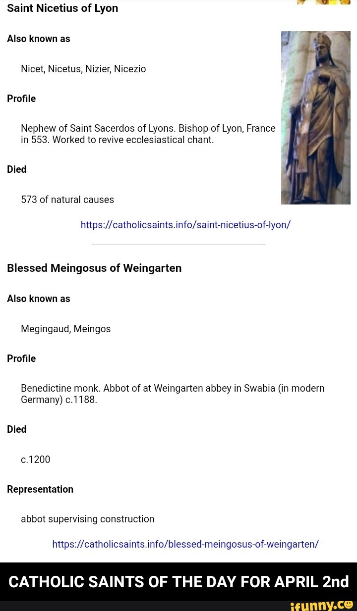 Saint Nicetius of Lyon Also known as Nicet, Nicetus, Nizier, Nicezio ...