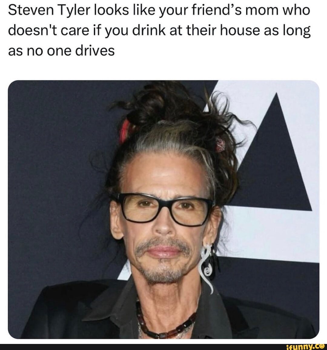 Steven Tyler looks like your friend's mom who doesn't care if you drink ...