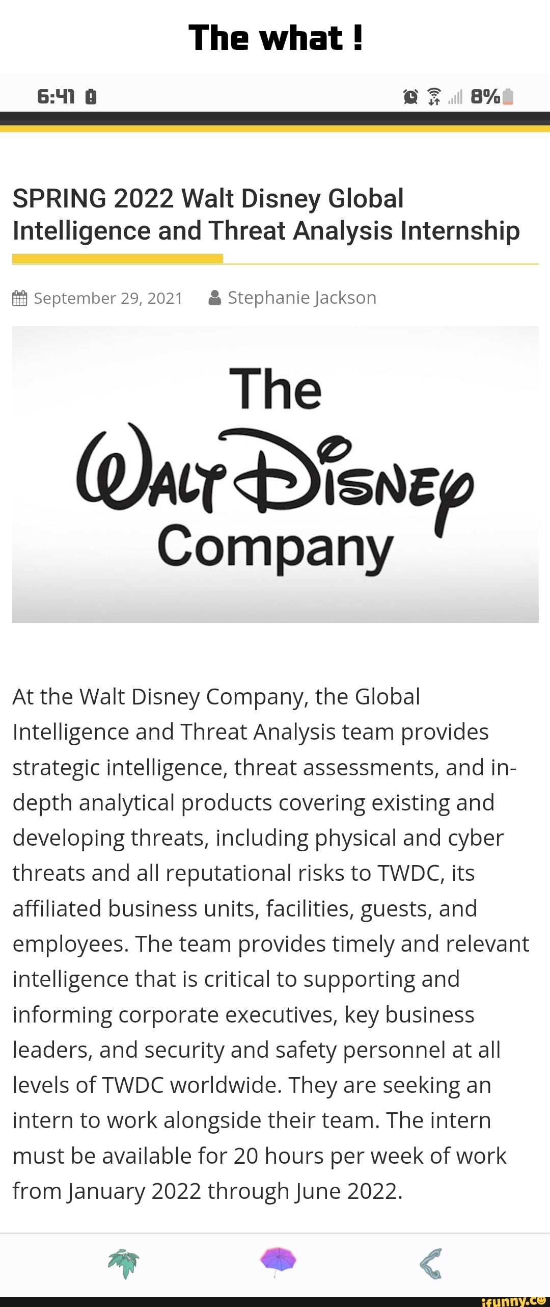 The what ! 8% SPRING 2022 Walt Disney Global Intelligence and Threat ...