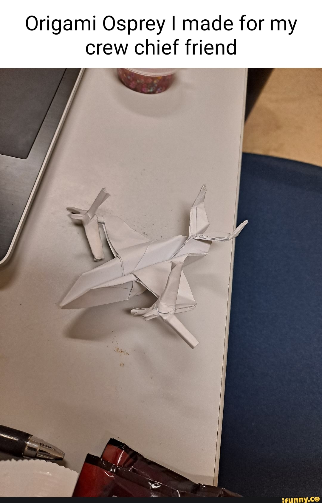 Origami Osprey I made for my crew chief friend - iFunny
