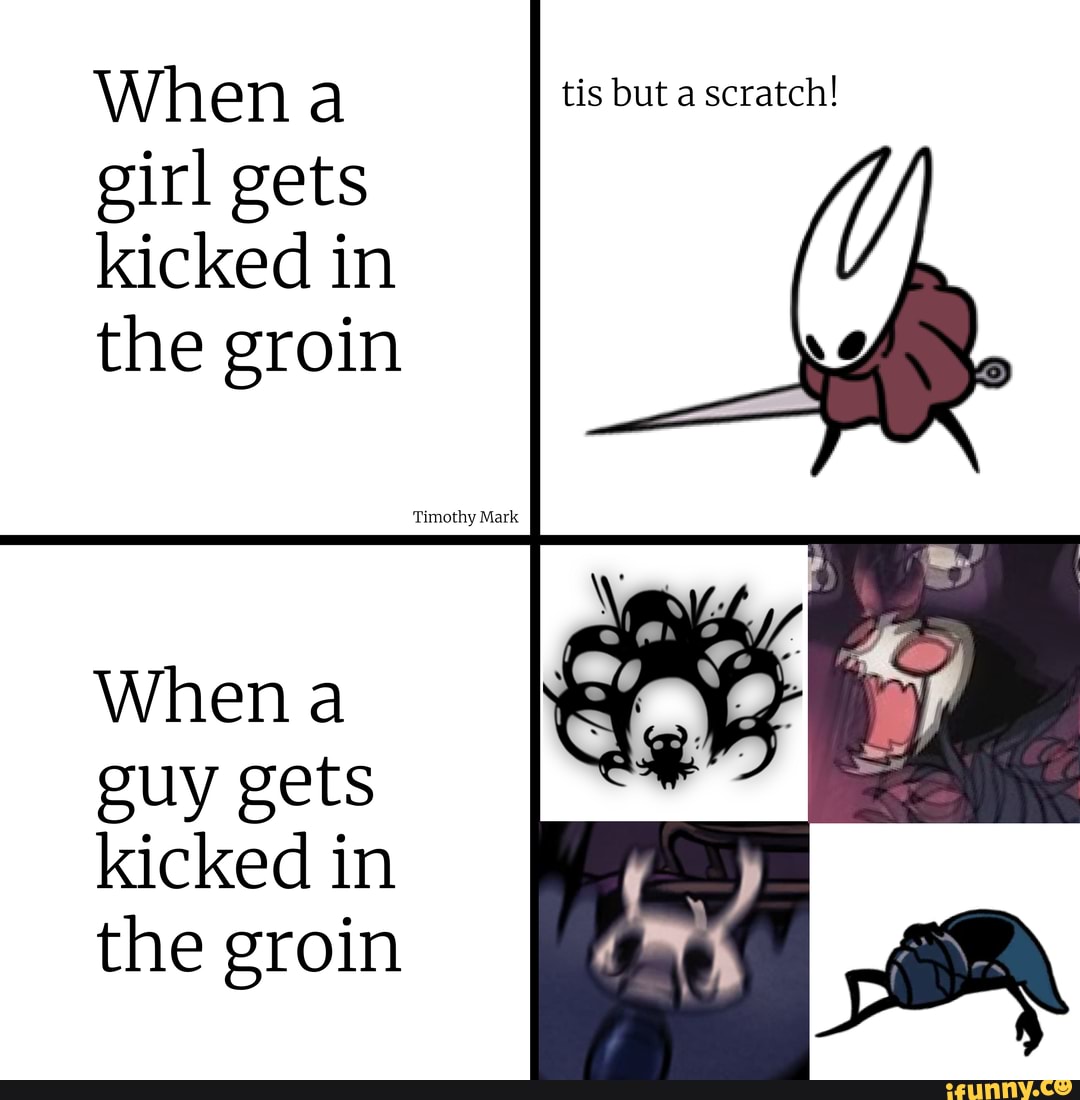 When a girl gets kicked in the groin tis but a scratch! When a guy gets ...