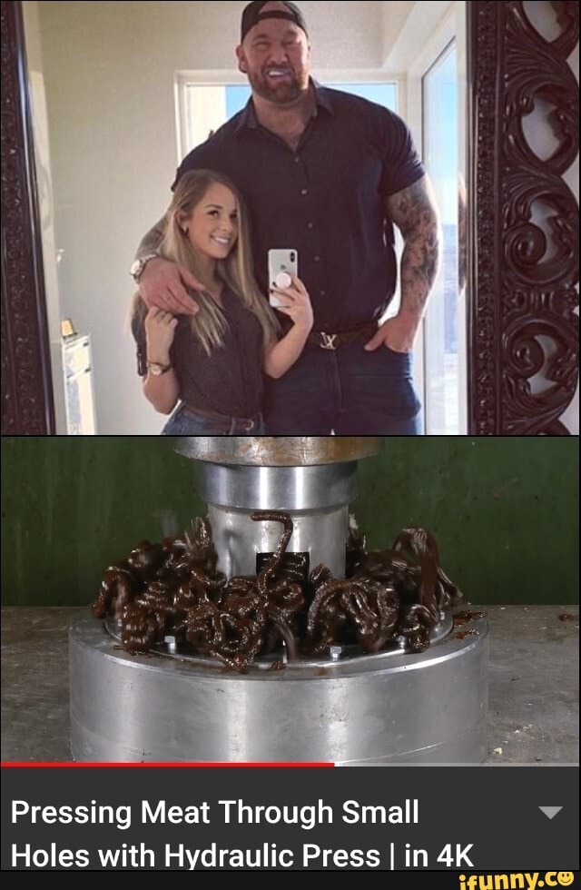 Pressing Meat Through Small ' Holes with Hvdraulic Press I in 4K - iFunny