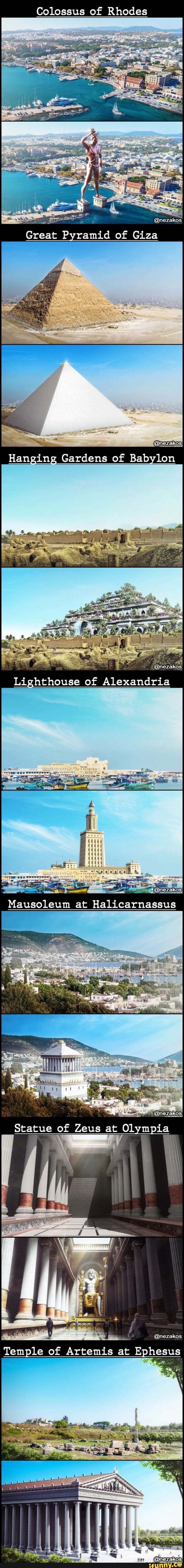 Colossus of Rhodes de os Great Pyramid of Giza Hanging Gardens of ...