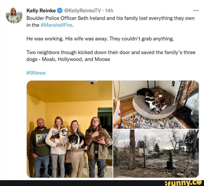 Kelly Reinke Re Boulder Police Officer Seth Ireland and his family lost ...