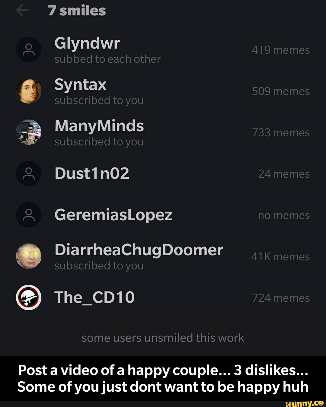 7 smiles Glyndwr 419 memes subbed to each other syntax 509 memes ...