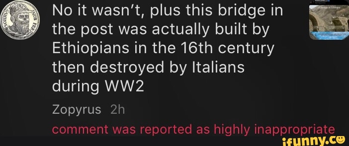 No it wasn't, plus this bridge in the post was actually built by ...