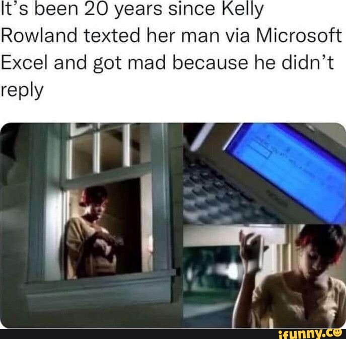 Been 20 years since Kelly Rowland texted her man via Microsoft Excel ...