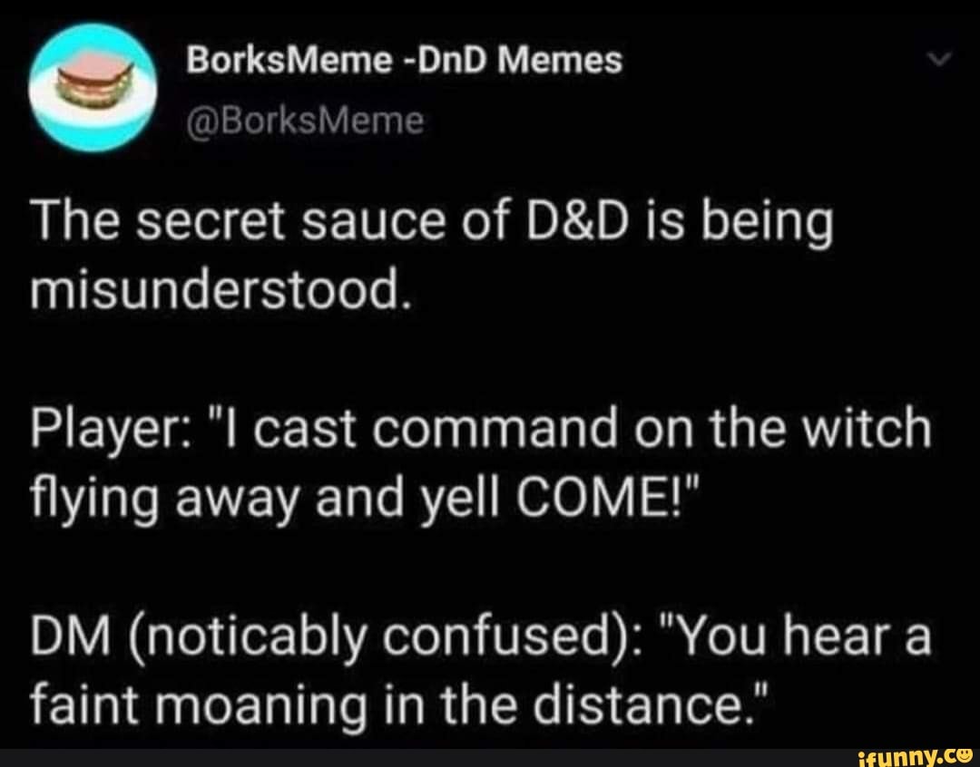 BorksMeme -DnD Memes The secret sauce of is being misunderstood. Player: "I cast command on the ...