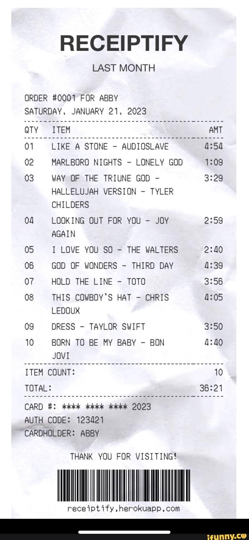 Receiptify memes. Best Collection of funny Receiptify pictures on ...