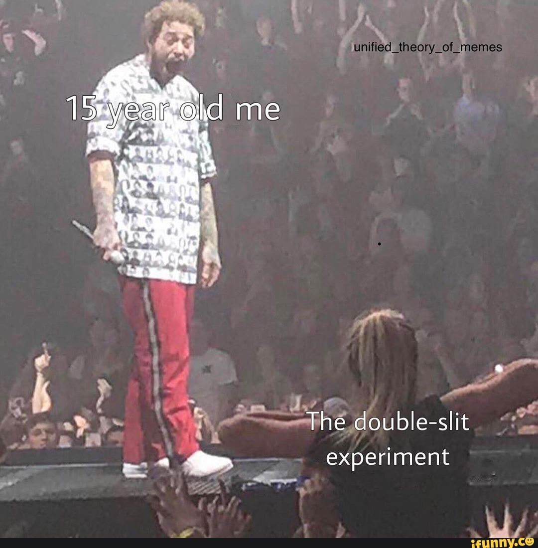 / unliied_theory_of_memes all me The double-slit experiment of - iFunny