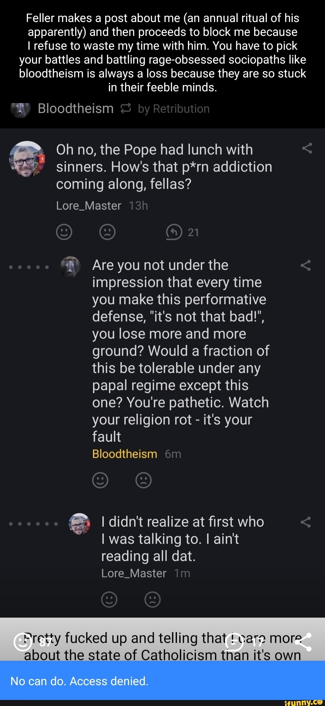 Feller makes a post about me (an annual ritual of his apparently) and ...