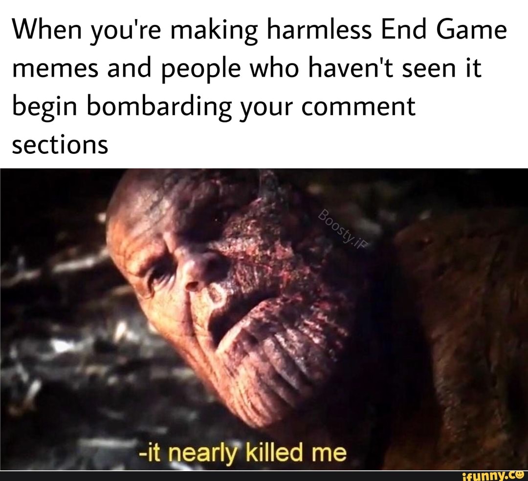 When you're making harmless End Game memes and people Who haven't seen ...