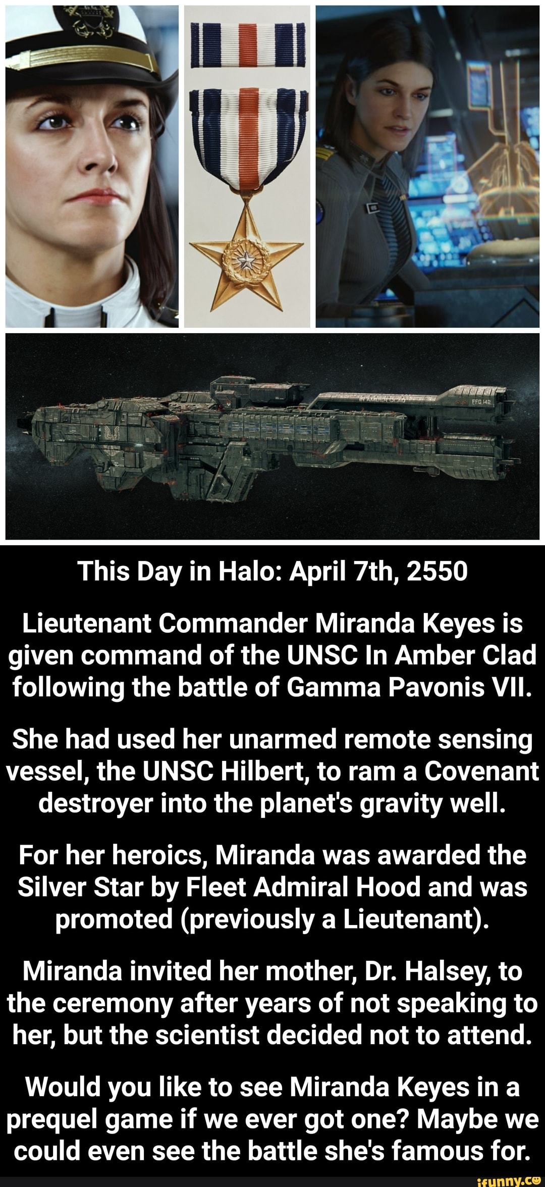 This Day in Halo: April 7th, 2550 Lieutenant Commander Miranda Keyes is ...