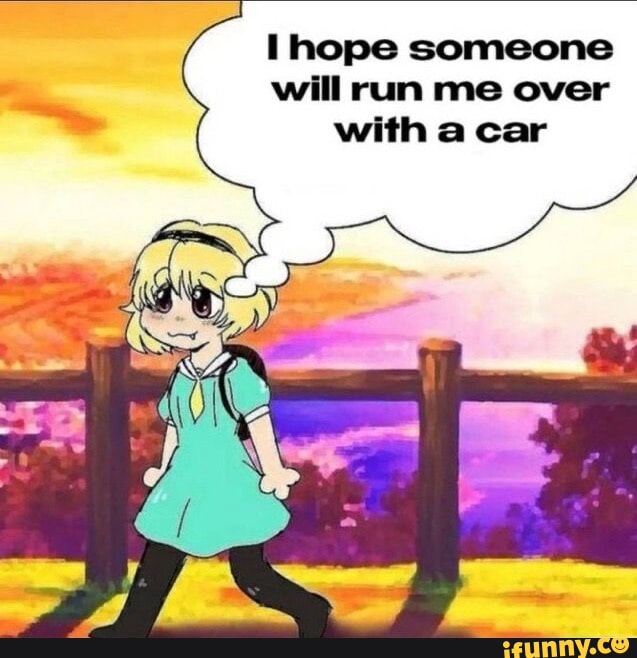 I hope someone will run me over with a car - iFunny