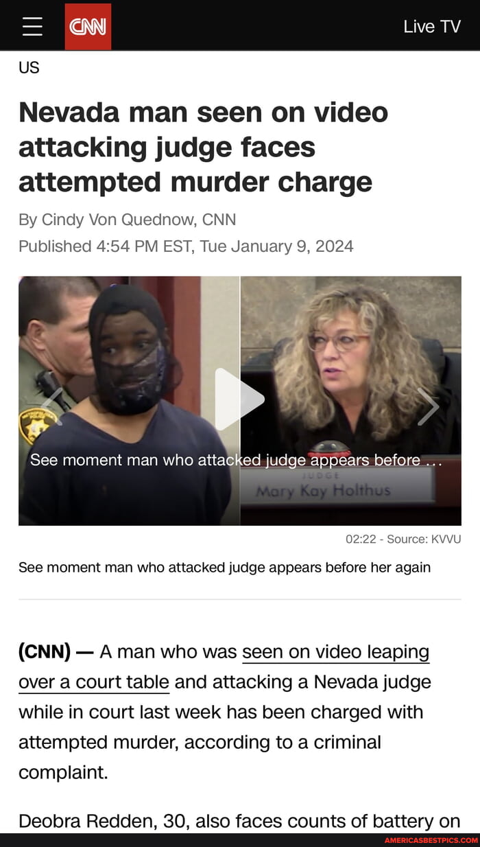 Live TV US Nevada man seen on video attacking judge faces attempted ...