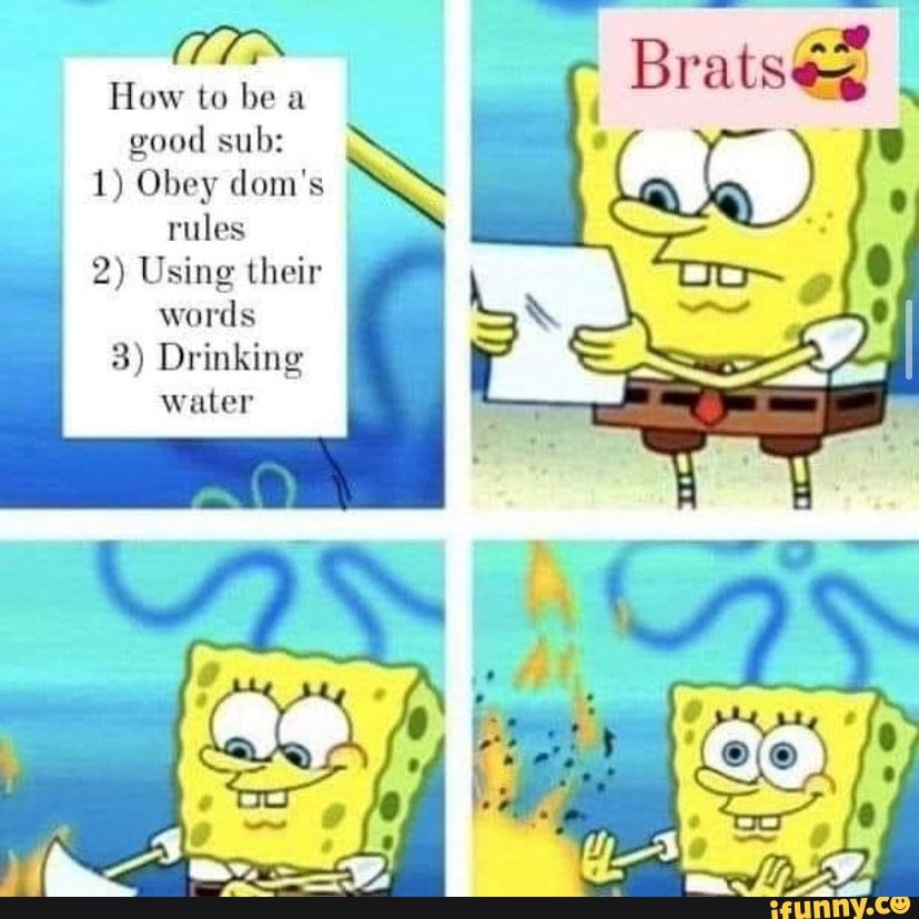 Brats& How to be good sub: 1) Obey dom's rules SS rules 2) Using their ...
