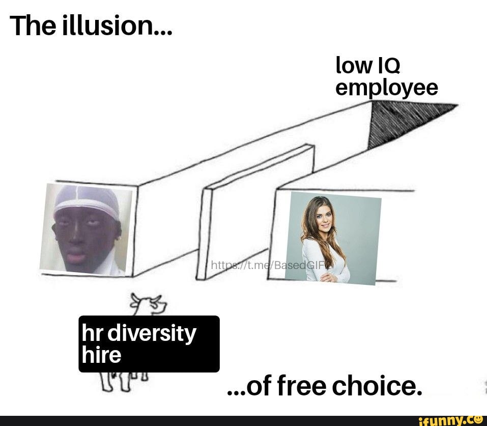 The illusion... low employee me hr diversity ..Of free choice. - iFunny