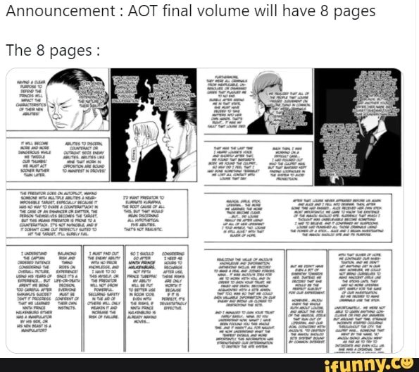 Announcement : AOT final volume will have 8 pages The 8 pages: - iFunny