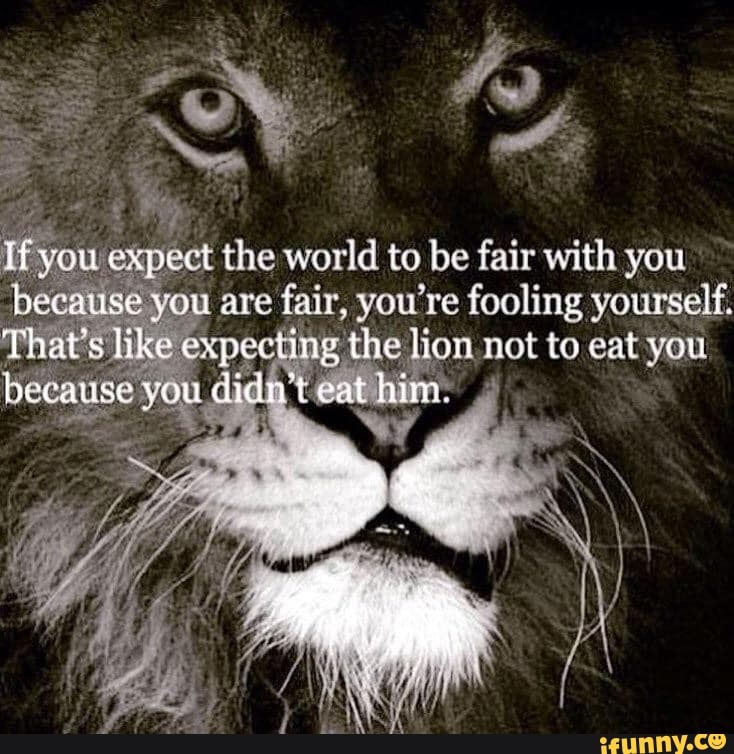 Expect the world to be fair with you because you are fair, you're ...