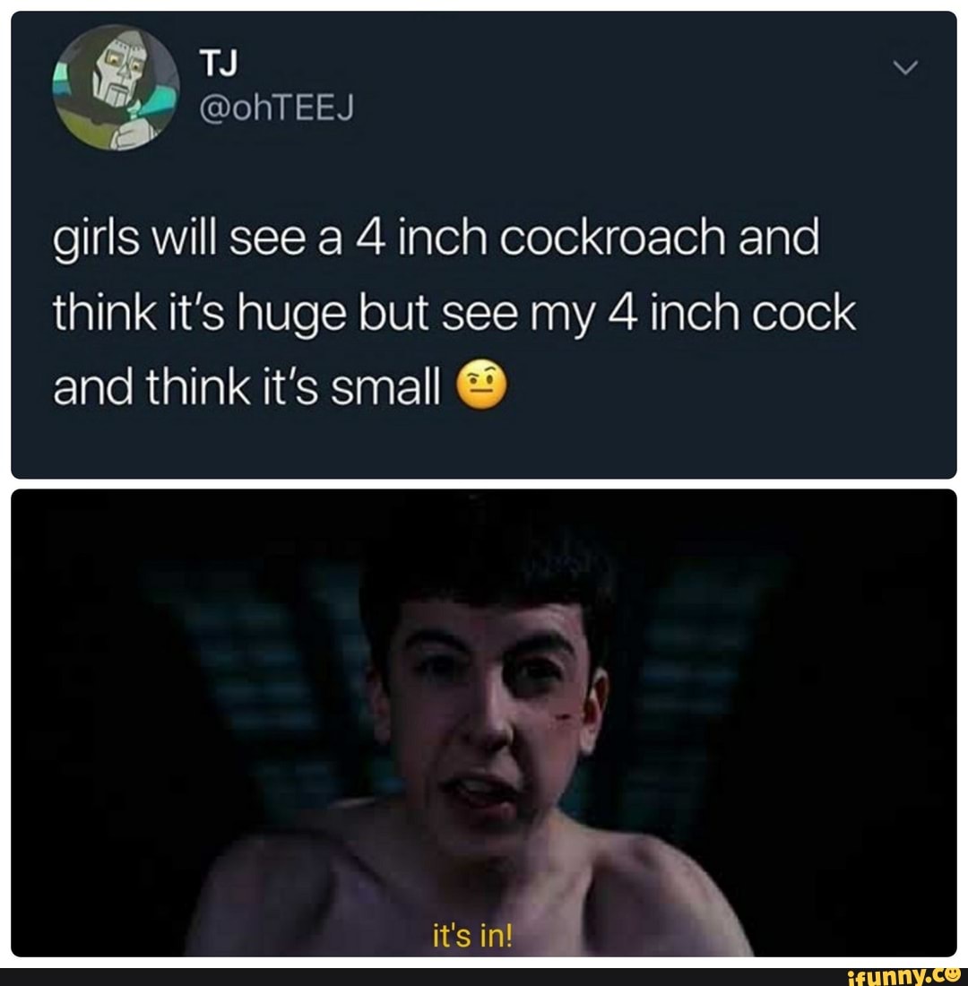 Girls will see a 4 inch cockroach and think it's huge but see my 4 inch ...