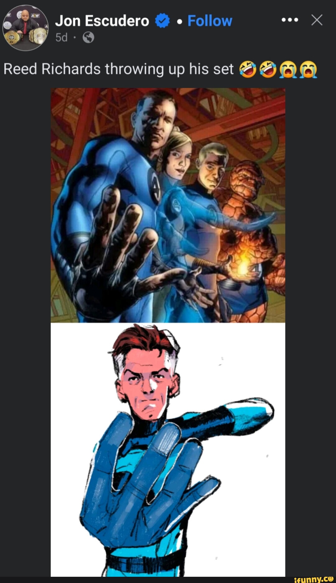 @ Jon Escudero Follow Reed Richards throwing up his set @ - iFunny