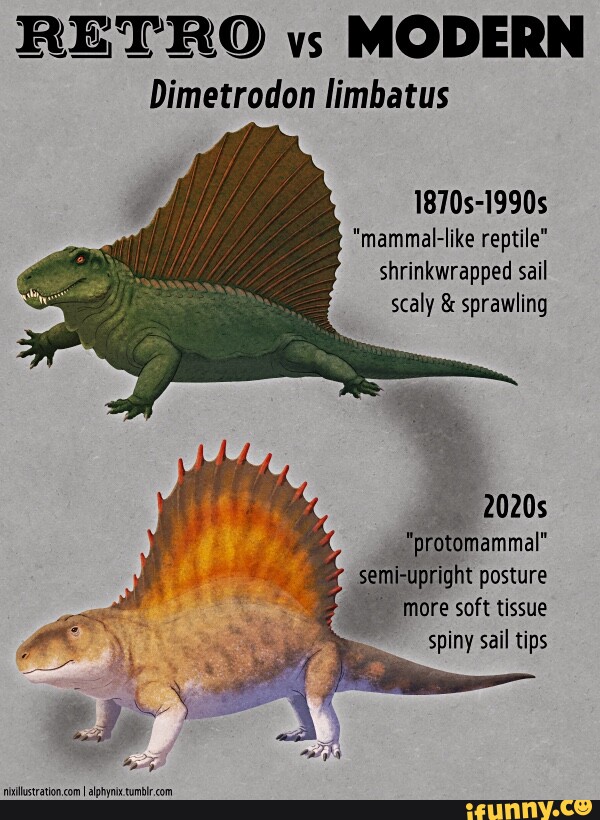 RETRO vs MODERN Dimetrodon limbatus 1870s-1990s "mammal-like reptile ...