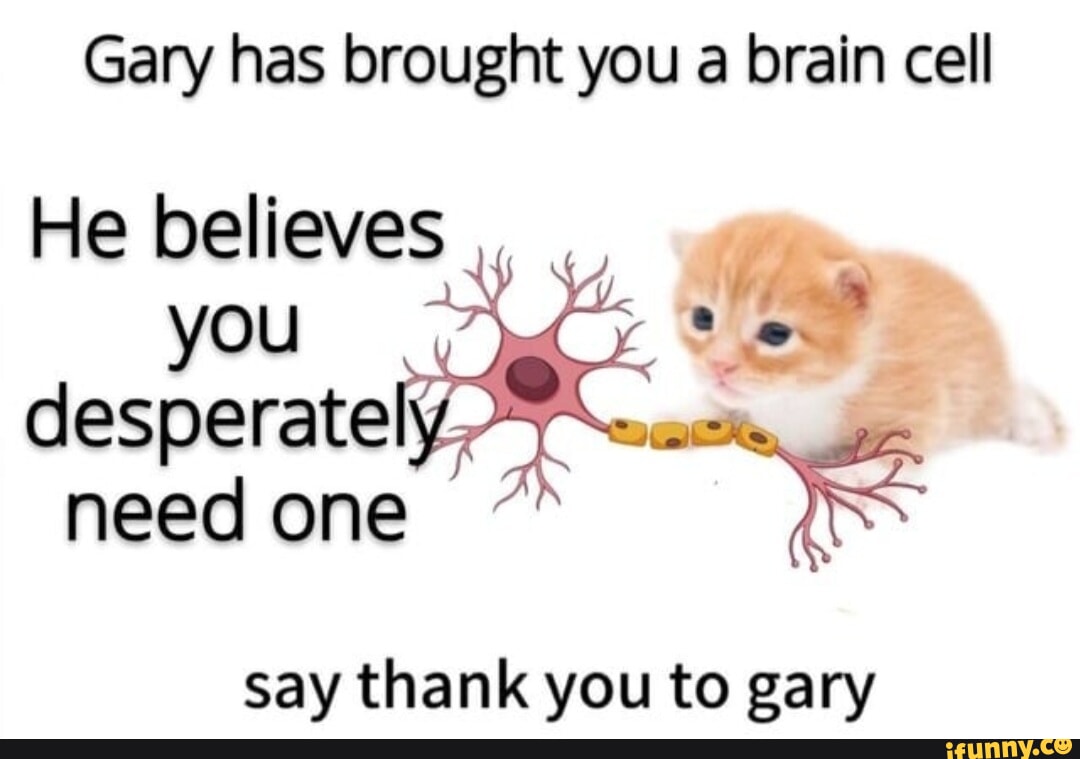 Gary has brought you a brain cell He believes you desperate need one ...