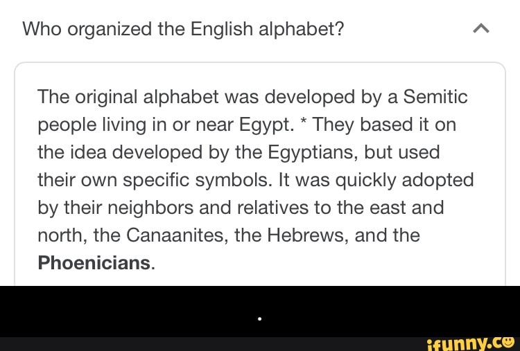 Who organized the English alphabet? The original alphabet was developed ...