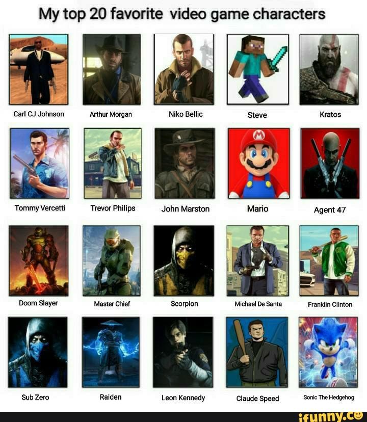 My top 20 favorite video game characters II Carl CJ Johnson Arthur ...