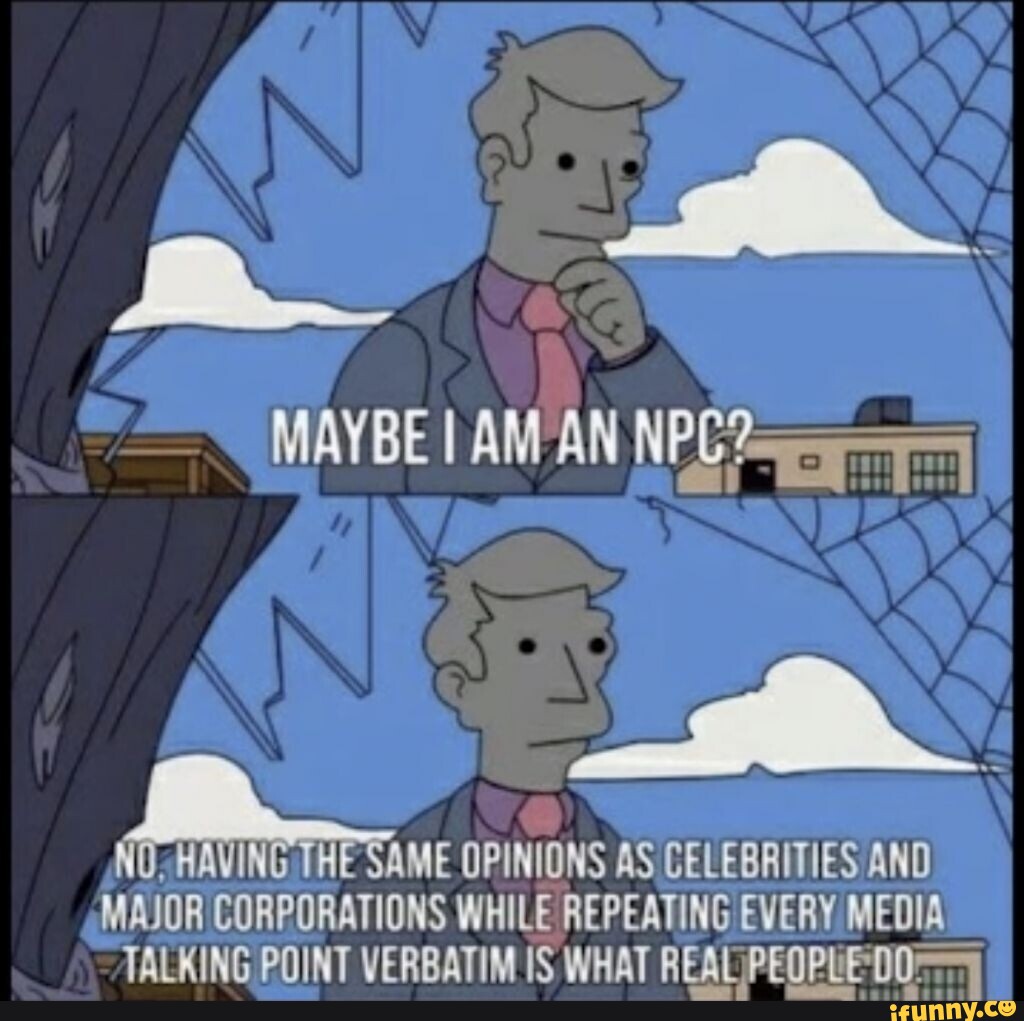 MAYBE I NPC- OPINIONS AS CELEBRITIES AND MAJOR CORPORATIONS WHILE I ...
