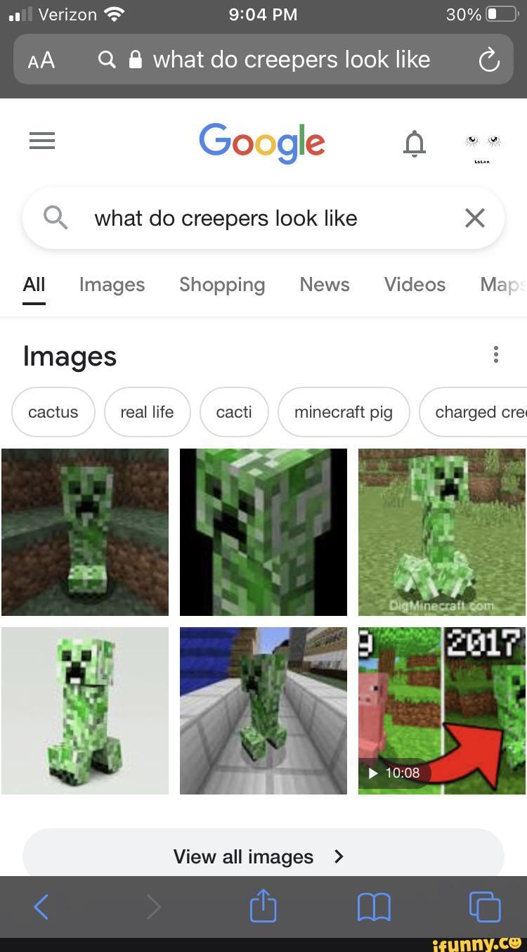 At! Verizon PM 30% AA what do creepers look like = Google Q. what do ...